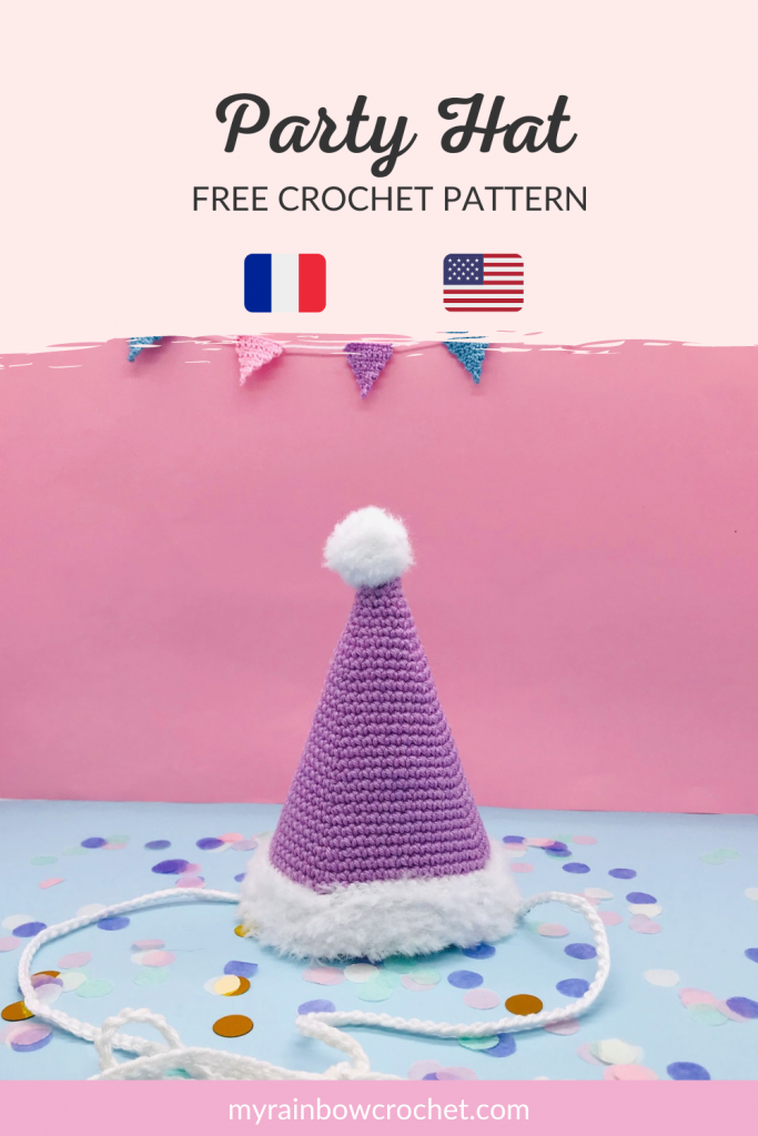 Party Hat - Free crochet pattern - My Rainbow Crochet