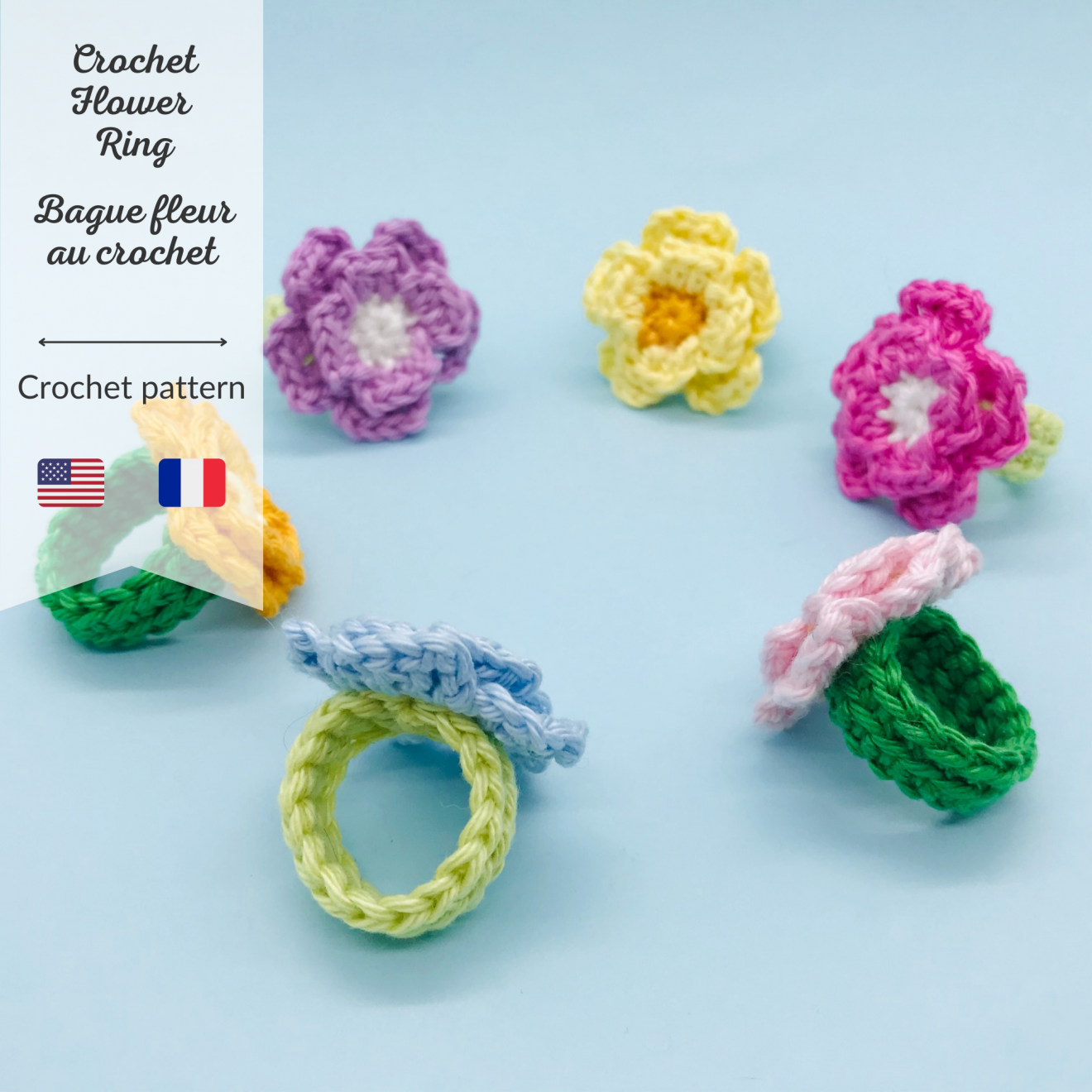 Crochet Flower Ring - Crochet pattern - My Rainbow Crochet