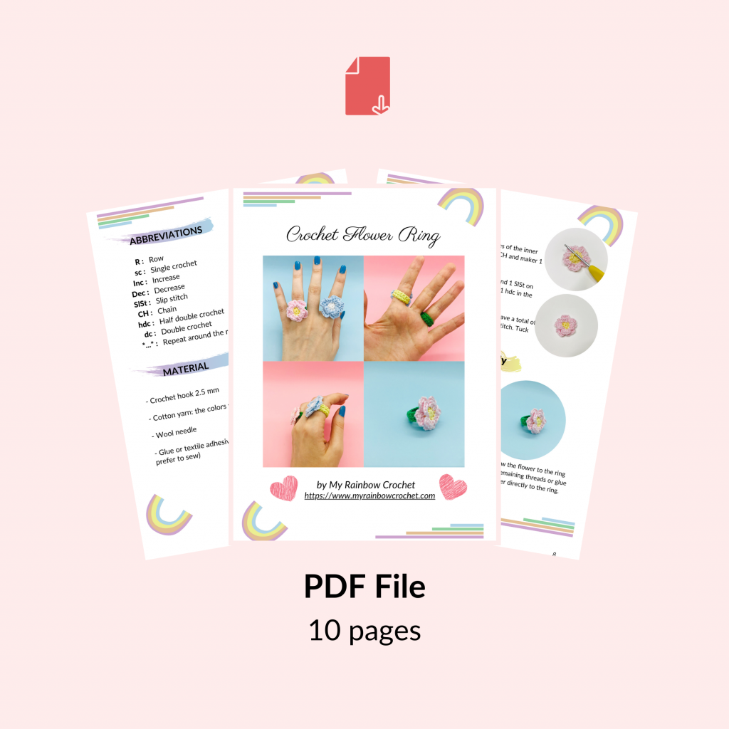 Crochet Flower Ring - Crochet pattern - My Rainbow Crochet