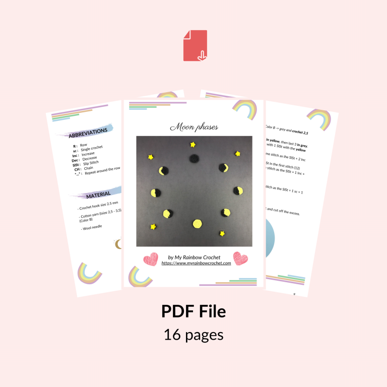 Moon phases - Crochet pattern - My Rainbow Crochet