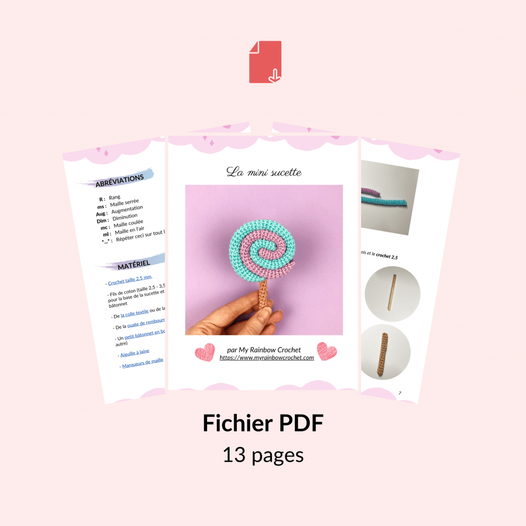 Mini Lollipop - Crochet amigurumi pattern - My Rainbow Crochet