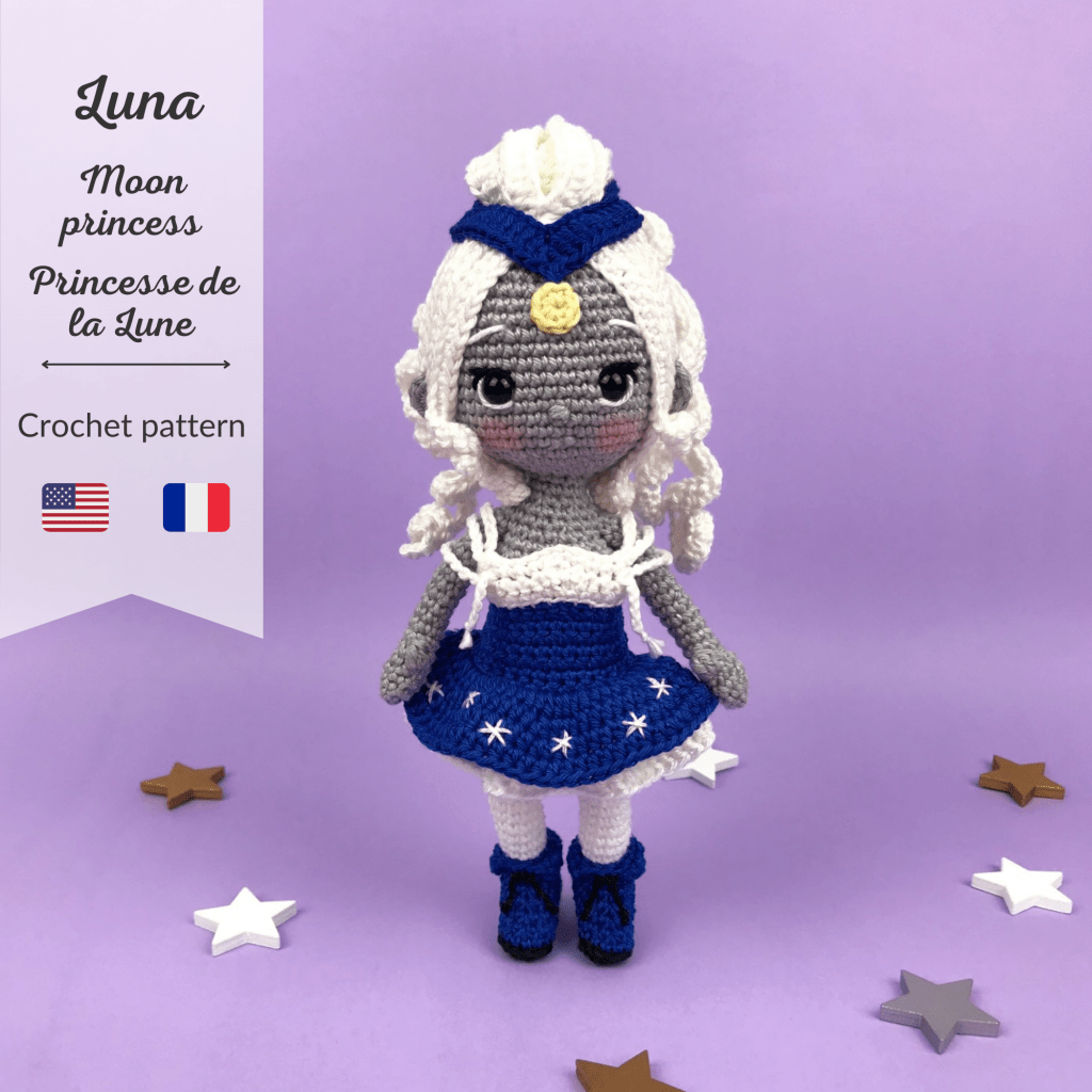 Luna, moon princess - Crochet Amigurumi pattern - My Rainbow Crochet