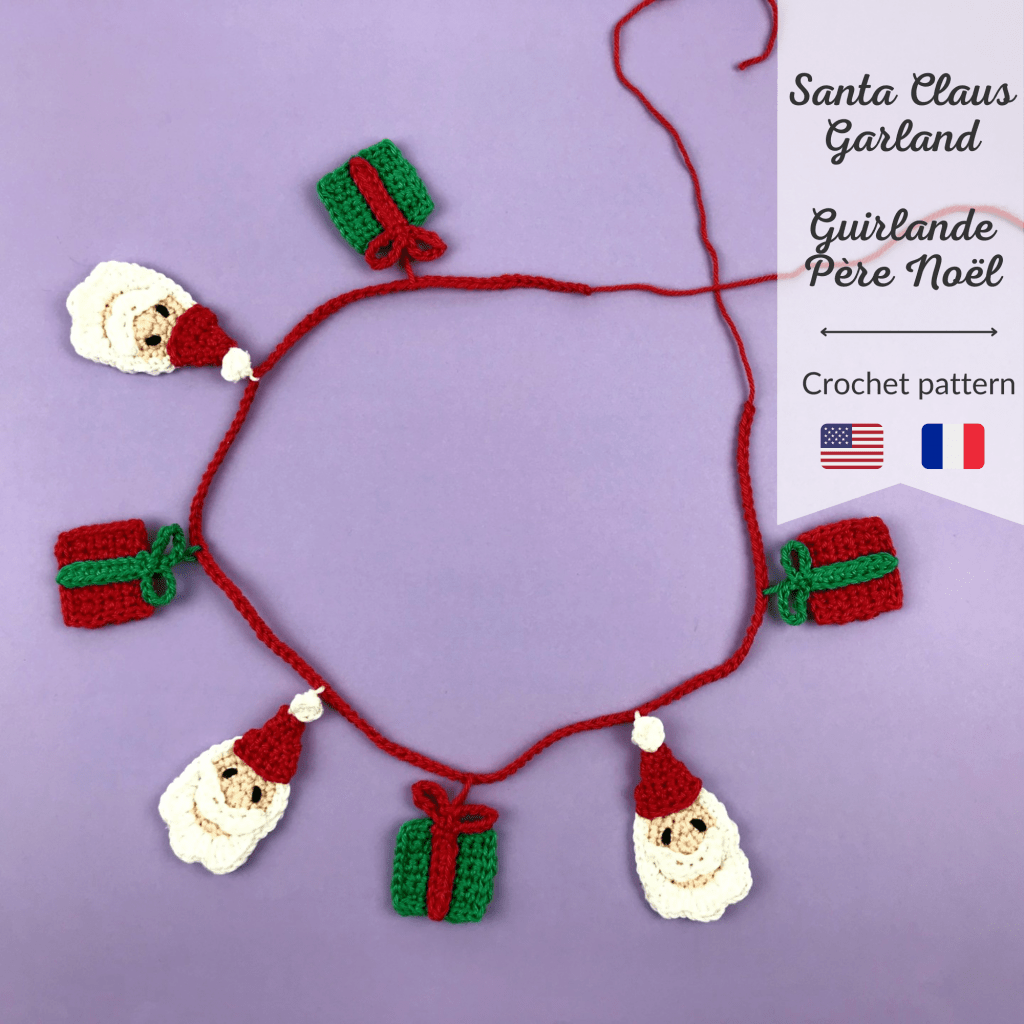 Santa Claus Garland - Crochet pattern decoration - My Rainbow Crochet