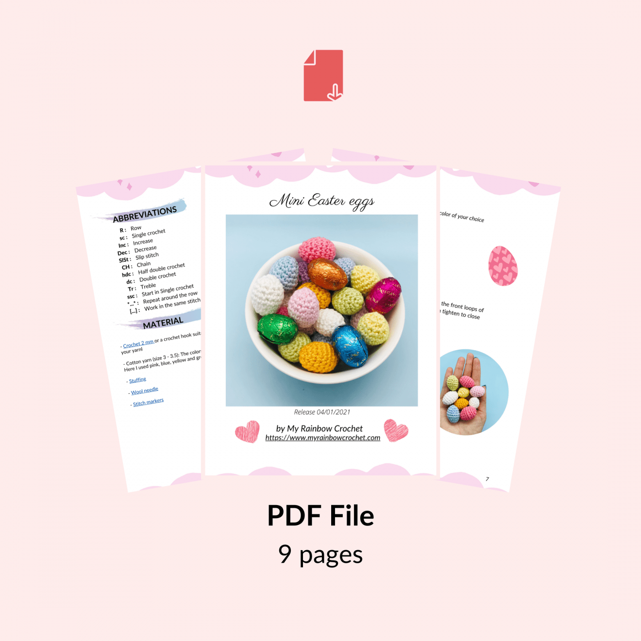 Mini Easter eggs - Crochet pattern Amigurumi - My Rainbow Crochet