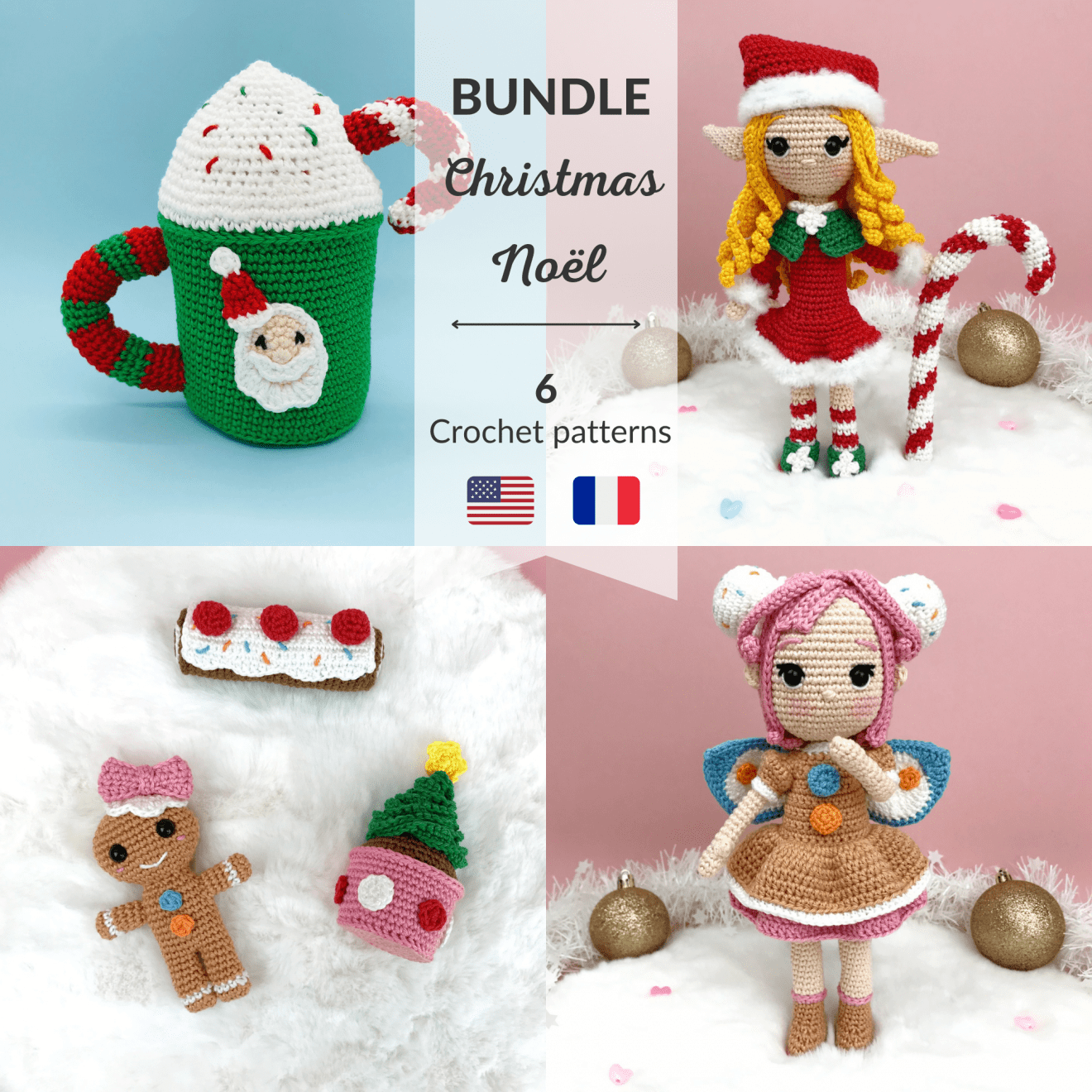 BUNDLE - Noël - 6 Patrons crochet Amigurumi - My Rainbow Crochet
