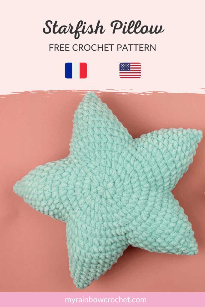 Starfish pillow - Free crochet pattern - My Rainbow Crochet