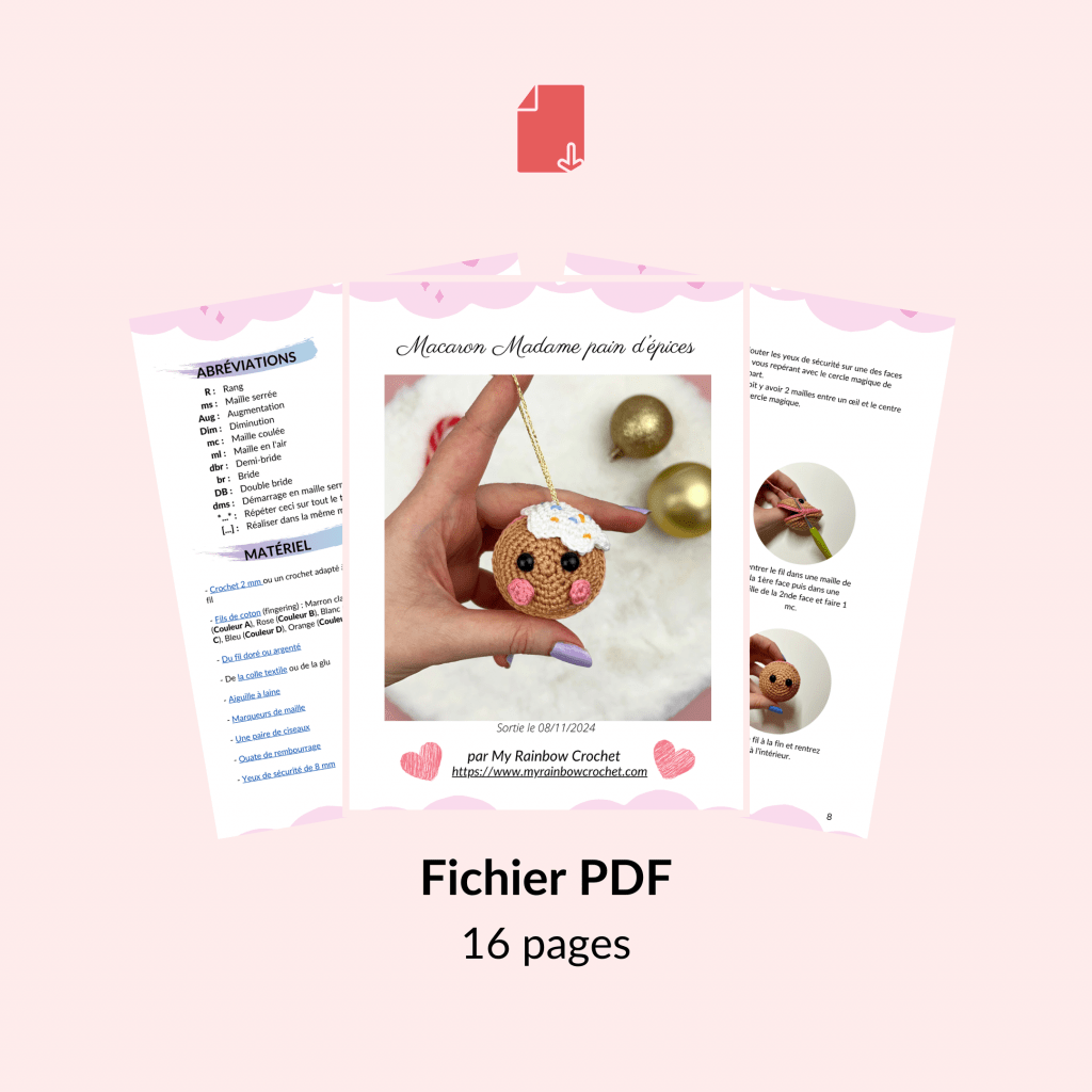 Macaron Madame pain d'épices - Patron crochet amigurumi - My Rainbow ...