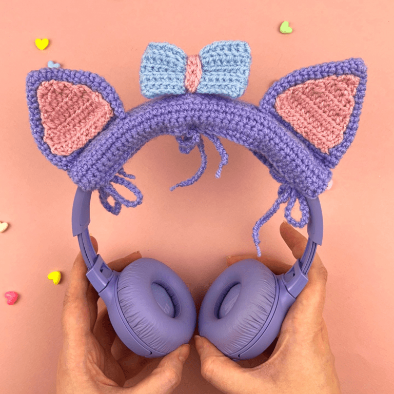 Cat Headphones Cover - FREE crochet pattern - My Rainbow Crochet