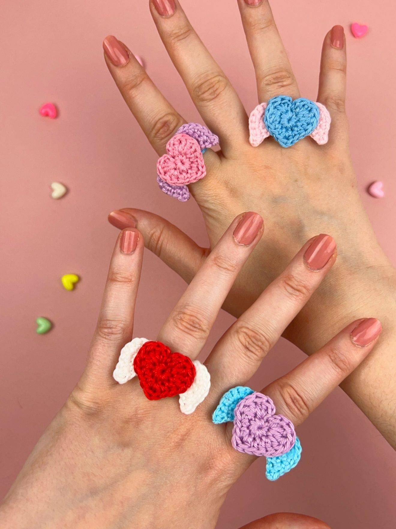 Winged Heart Ring - FREE crochet pattern - My Rainbow Crochet