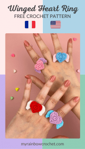 Winged Heart Ring - FREE crochet pattern - My Rainbow Crochet